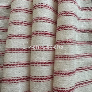 Extra Wide Yarn Dyed Linen Fabric - Farmhouse Red Stripe, Vintage Red ...