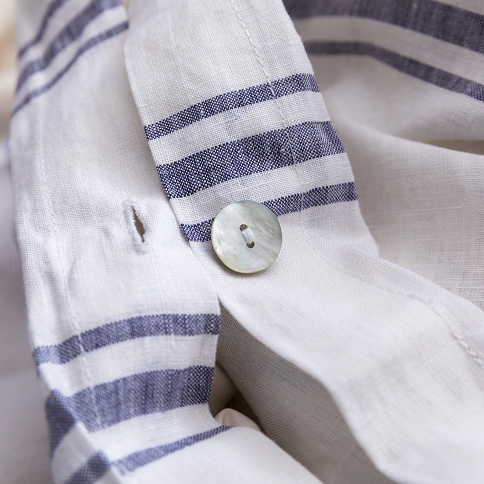 Set of 4 Stone Washed 100% Linen Bedding Blue and White - Etsy