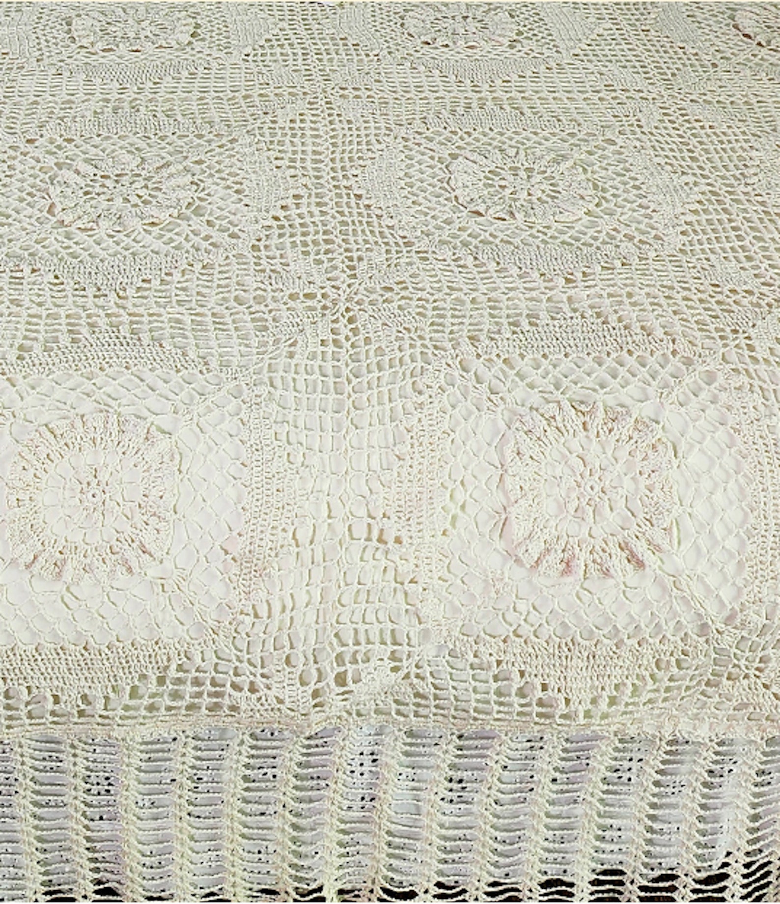 Set of 3 Hand Crochet Bedspread, Bed Cover, Vintage Lace Blanket With 2 ...