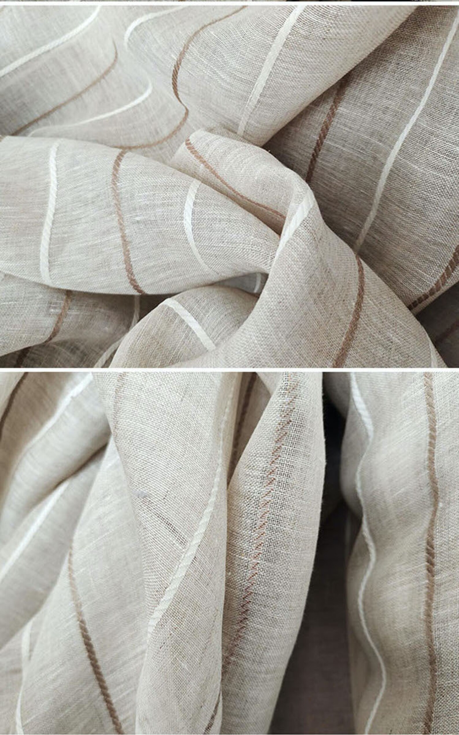 Extra Wide Sheer Linen Fabric Natural Beige With Golden Brown - Etsy