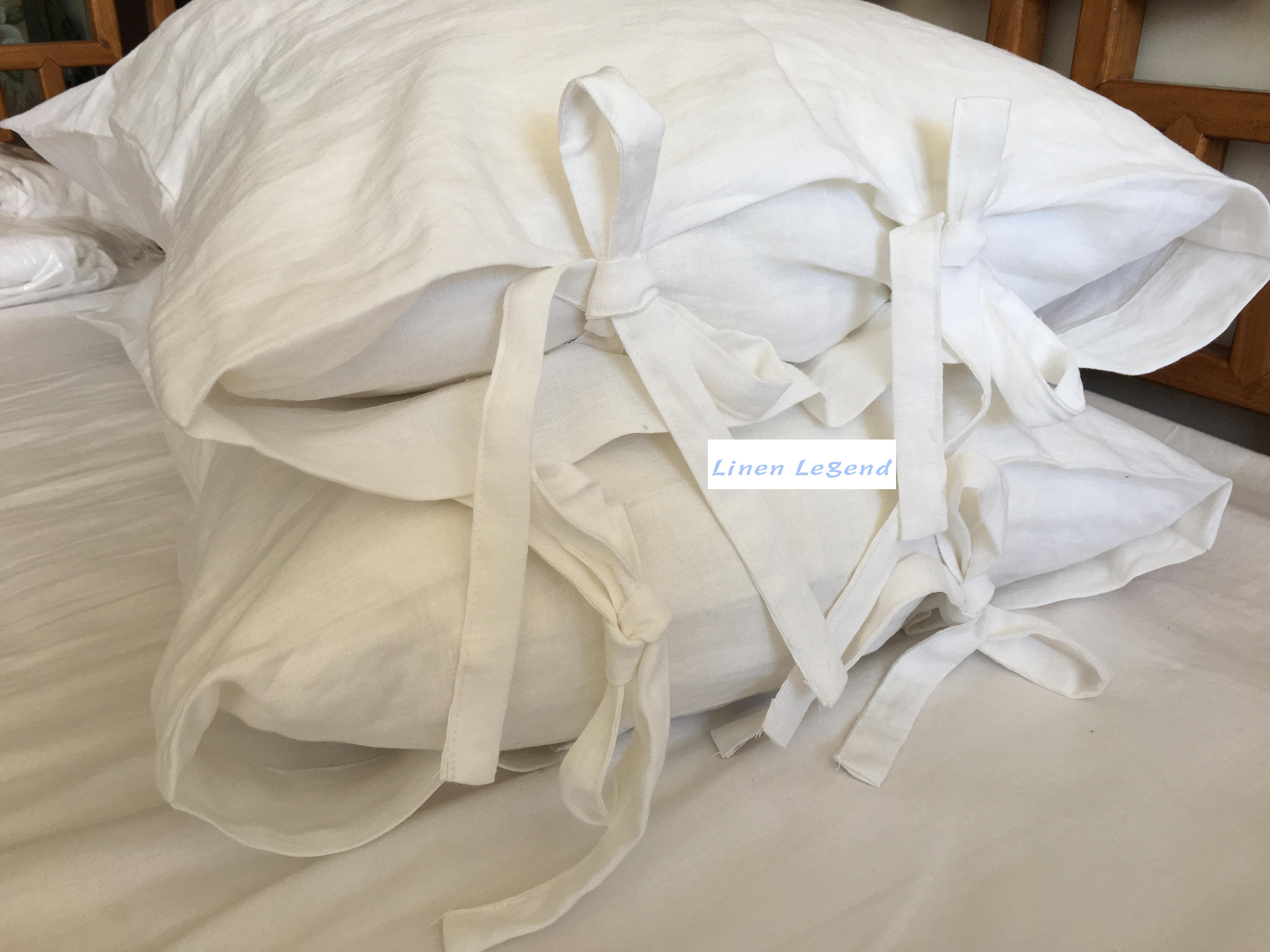 2 pcs Set Shabby chic washed 100% Linen pillowcase with ties | Etsy