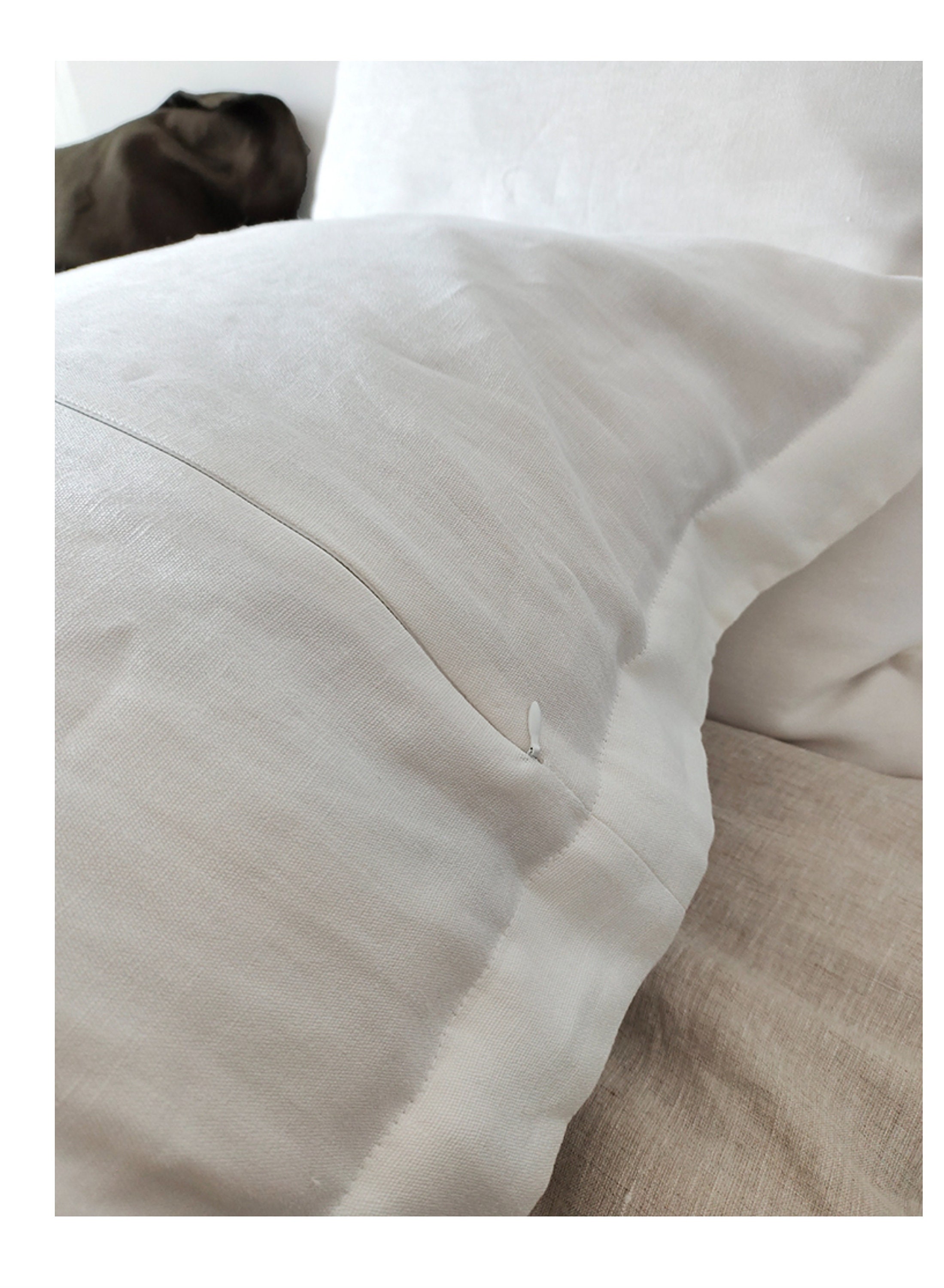 Rustic Flanged Oxford Style Pillowcase: Pre-washed Heavy Linen Euro ...