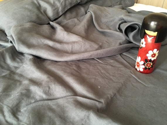 3 PCS SET Stone Washed Pure Linen Sheet Set Top Sheet With 2 - Etsy