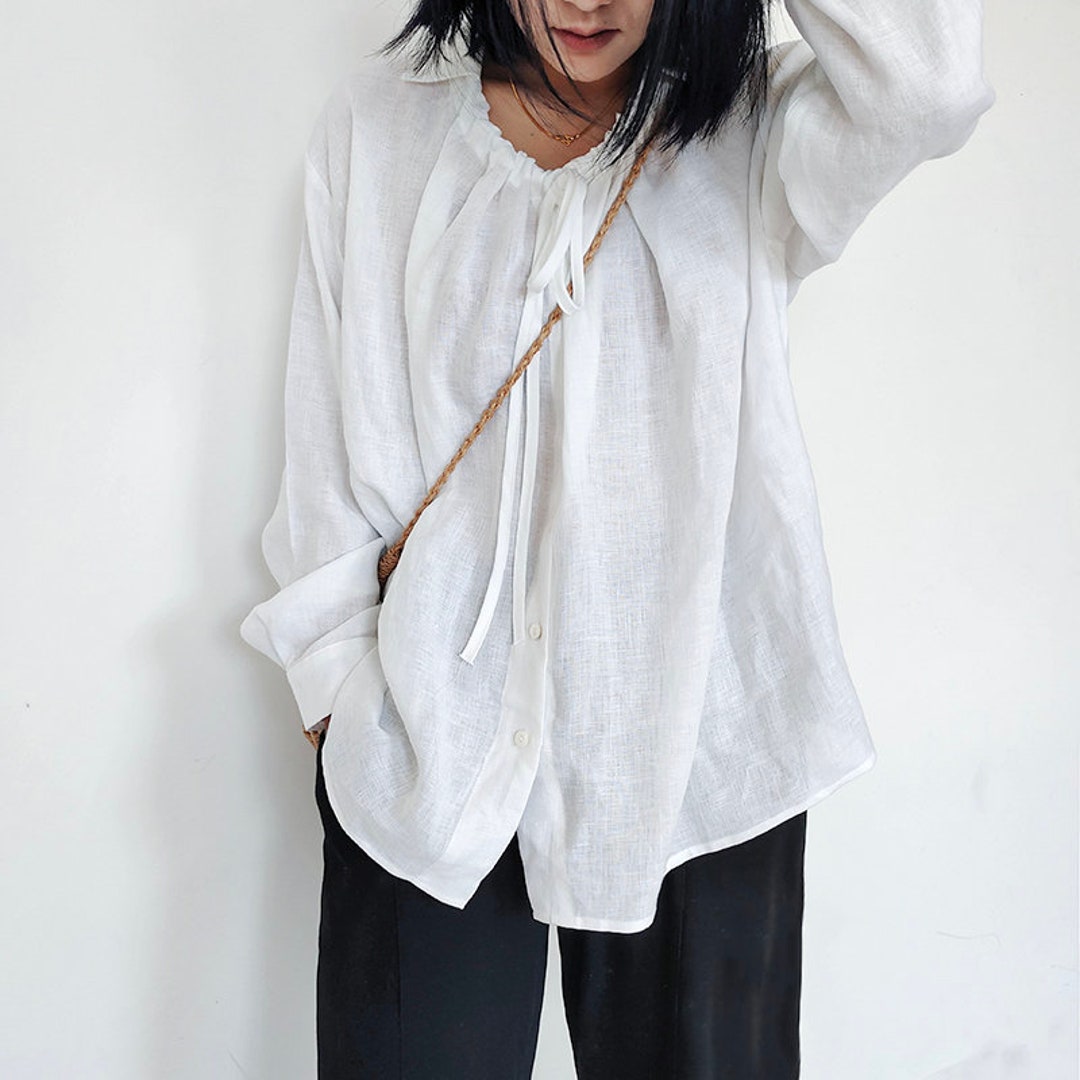 Sustainable Style: Women's Long Sleeve Hemp Tunic in White - Etsy
