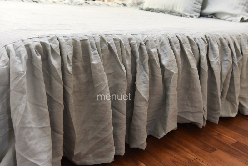 Shabby Chic Pure Hemp Bed Skirt Linen Bedding Long Dust | Etsy