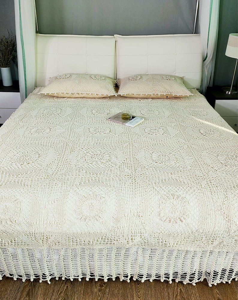 Set of 3 Hand Crochet Bedspread Bed Cover Vintage Lace - Etsy