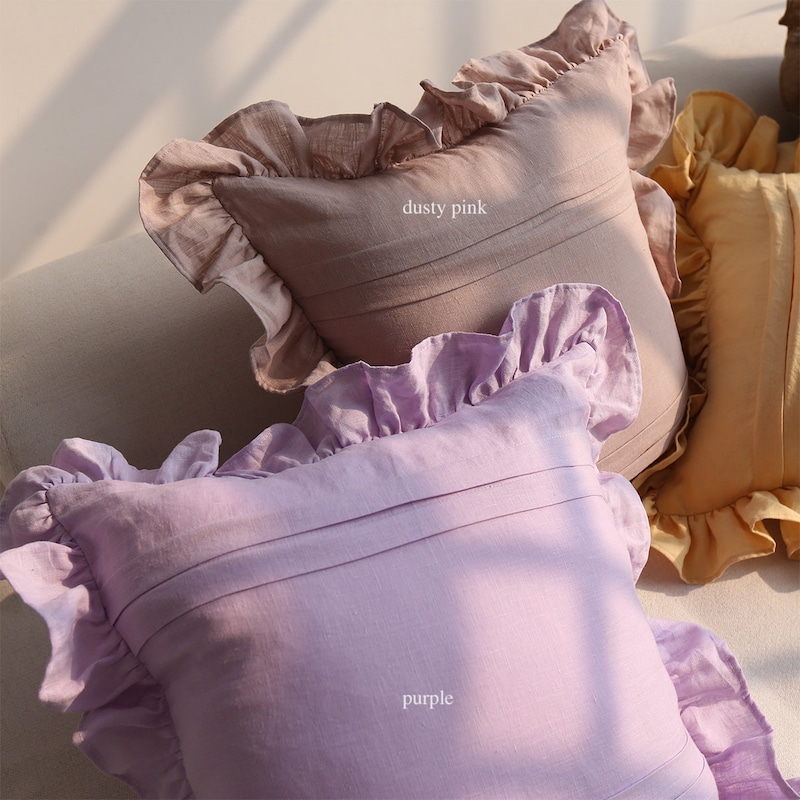 Linen Ruffled Pillow - Etsy