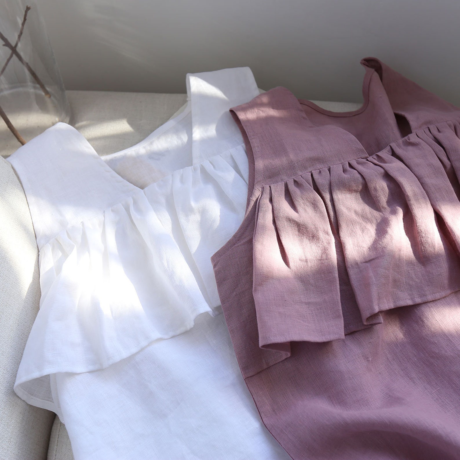 Sleeveless Linen Women Blouse Ruffled Linen Top - Etsy