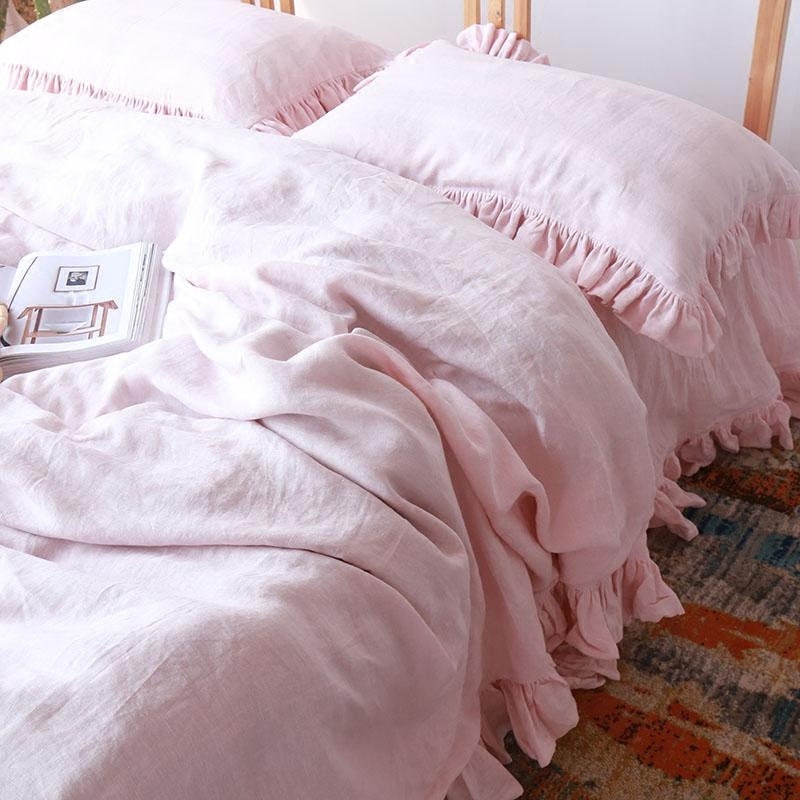 Frilled Linen Bedding Set Linen Duvet Cover With Ruffles From - Etsy