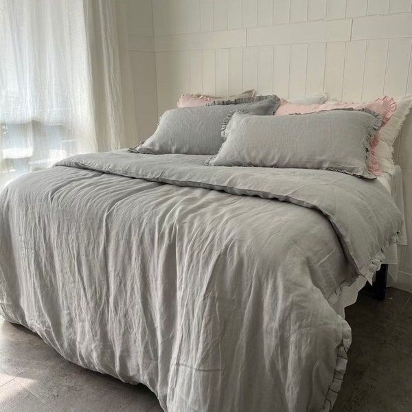 Linen Ruffle Duvet Cover - Etsy