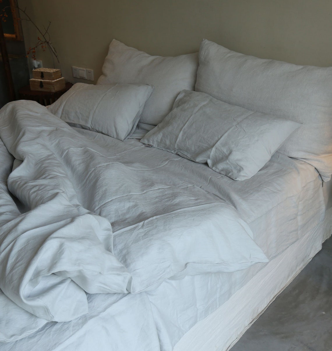 Set of 3 Stone Washed Pure Linen Bed Set Duvet Cover 2 - Etsy