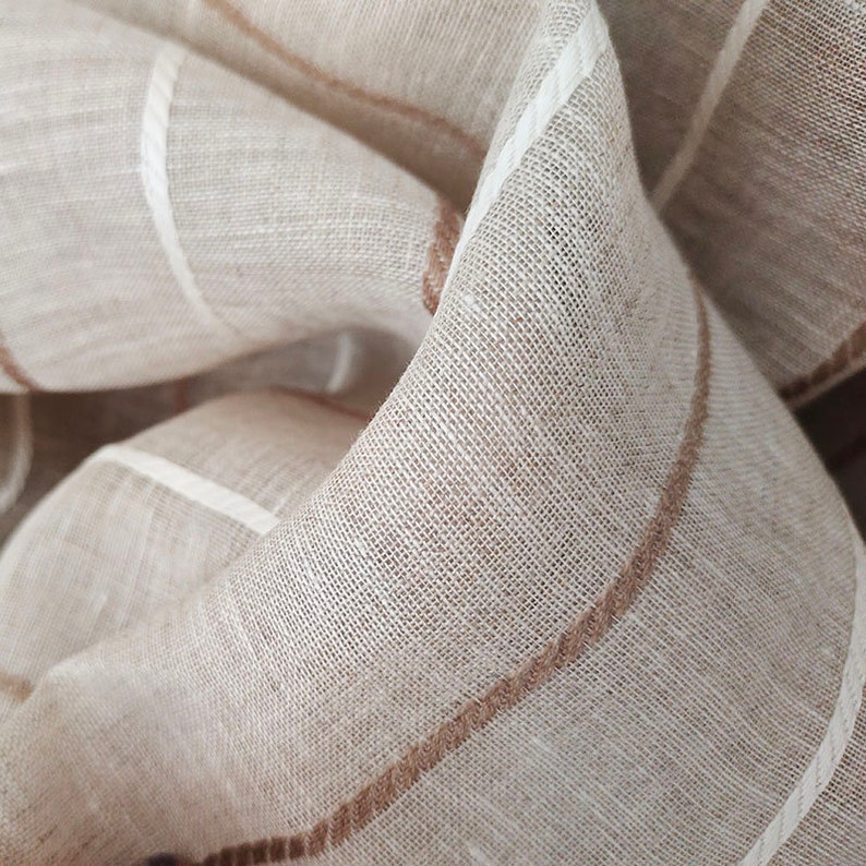 Extra Wide Sheer Linen Fabric Natural Beige With Golden Brown | Etsy