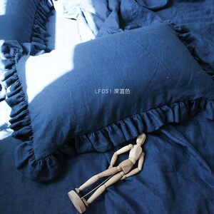 Set of TWO Shabby Chic PRE Washed Linen Ruffled Pillowcases Hand Made ...