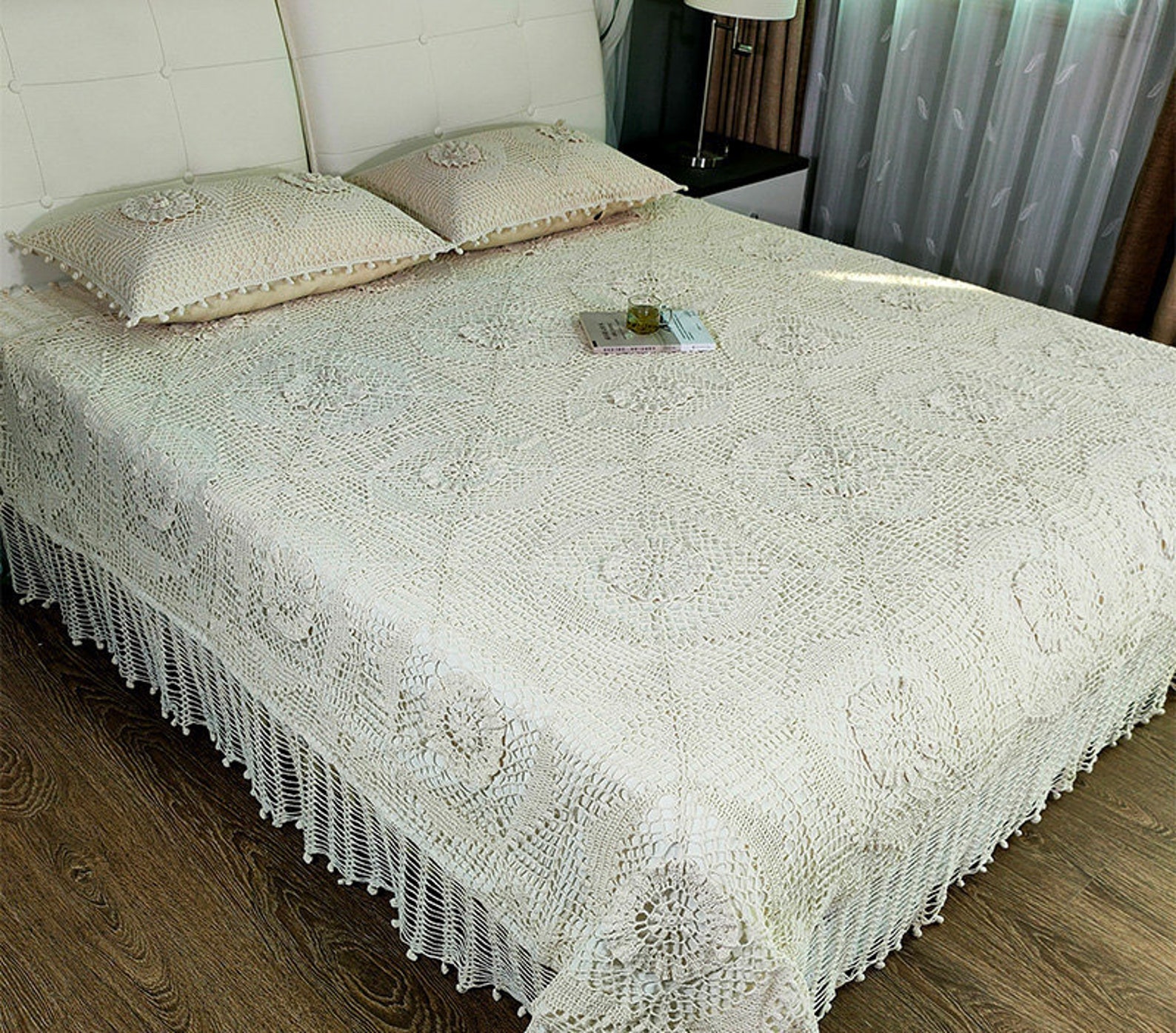 Set of 3 Hand Crochet Bedspread Bed Cover Vintage Lace - Etsy