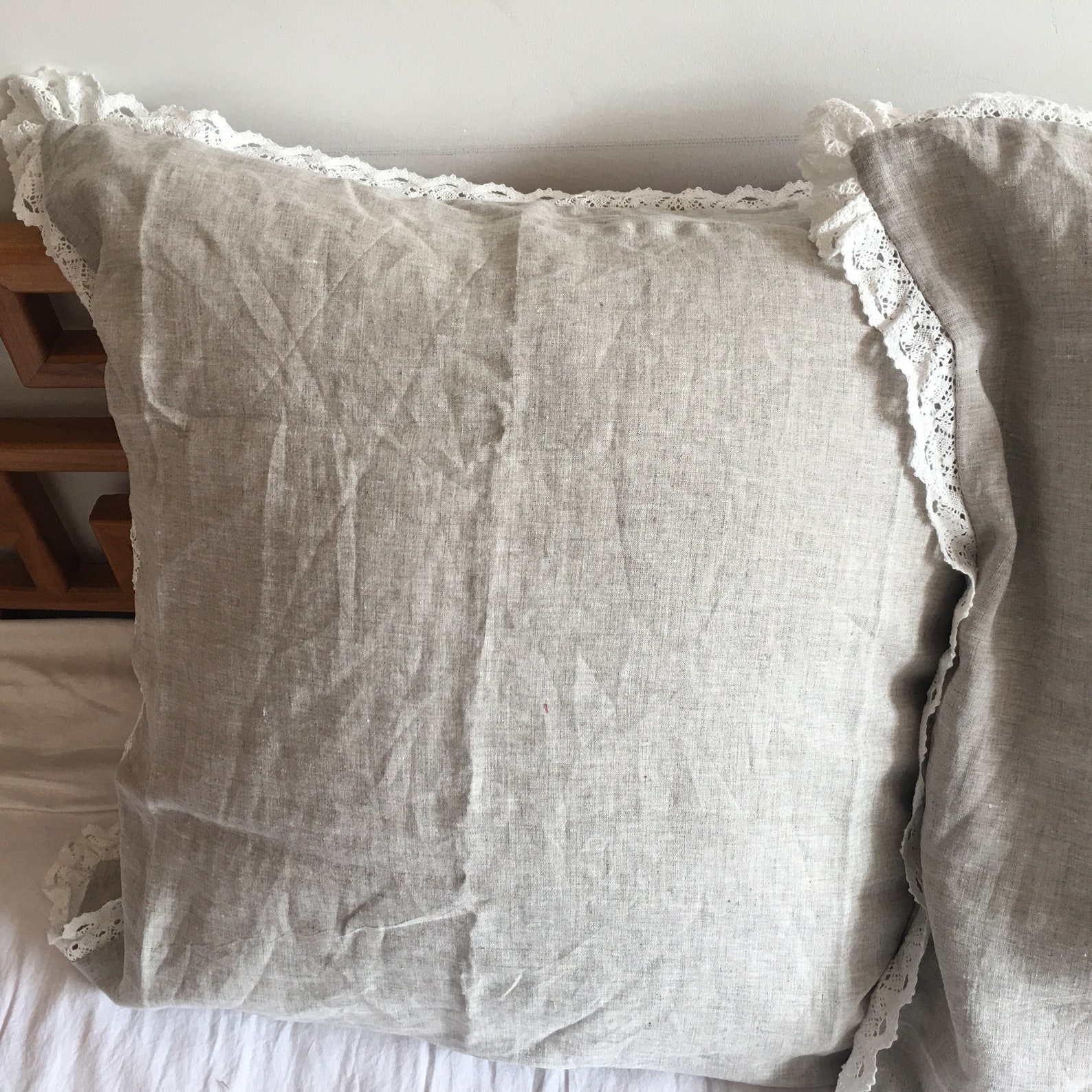 2 Shabby Chic 100% Linen Large European Square Pillow Case - Etsy Canada