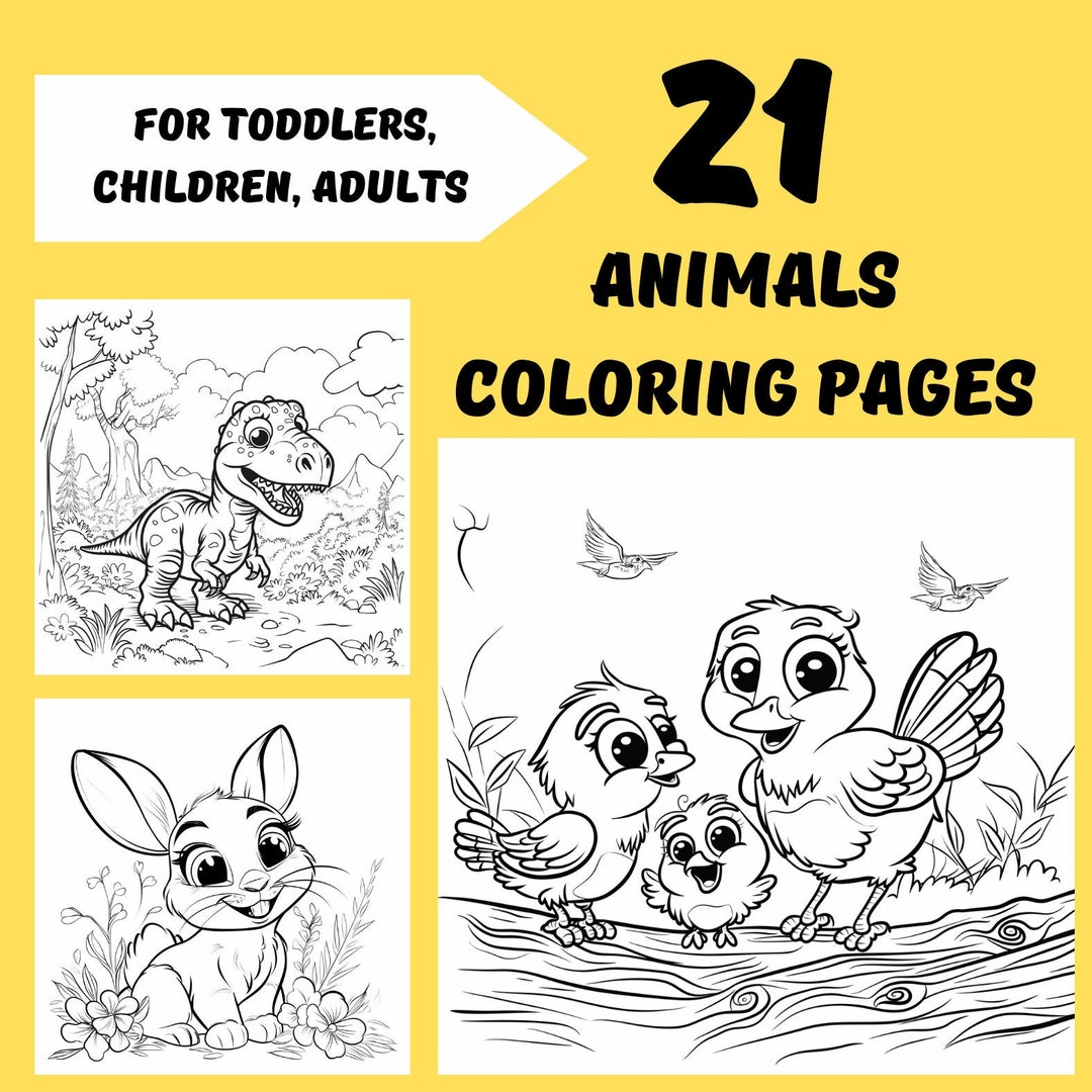Cute Baby Animal Coloring Pages. for Children, Toddlers, Adults ...