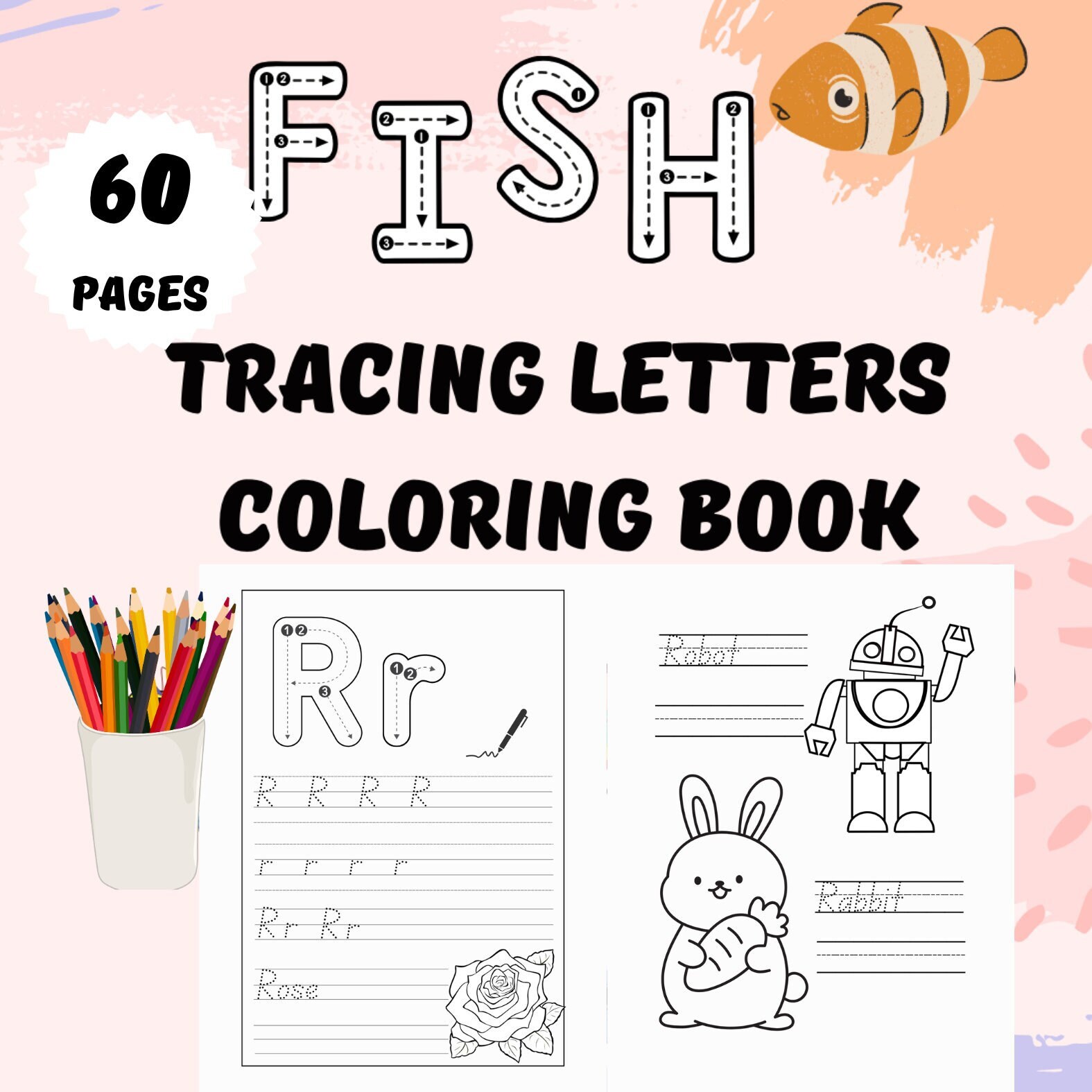 60 Pages, Preschool, Kindergarten Workbook, Preschool Worksheet ...