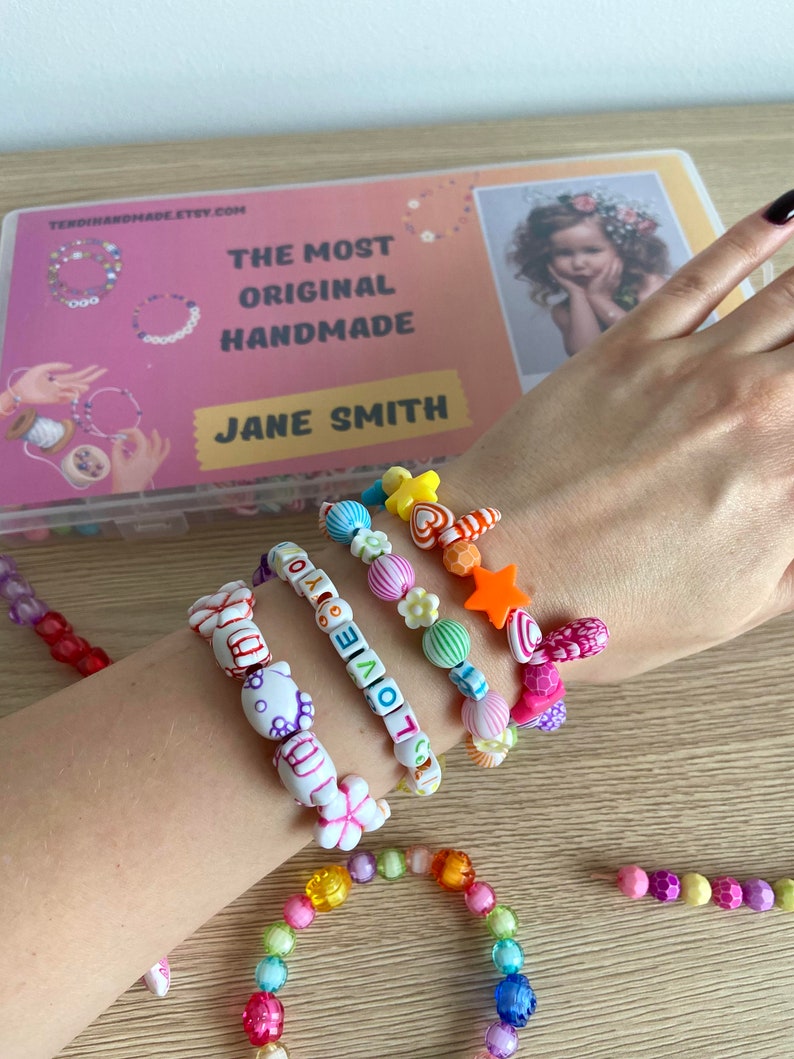 Personalised Beading Kit , Bracelet Making Kit. Girl Bracelet Making ...