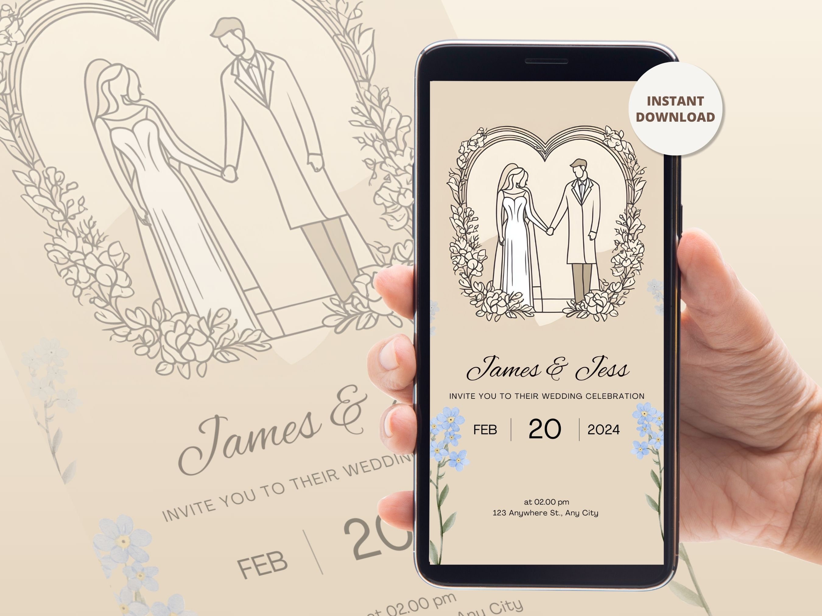 Digital Wedding Invitation Template Instant Download - Etsy
