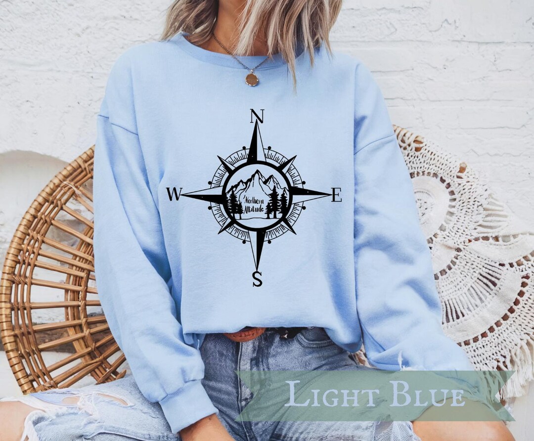 Northern Attitude Compass Rose Crewneck Original Hand Drawn Sweatshirt ...