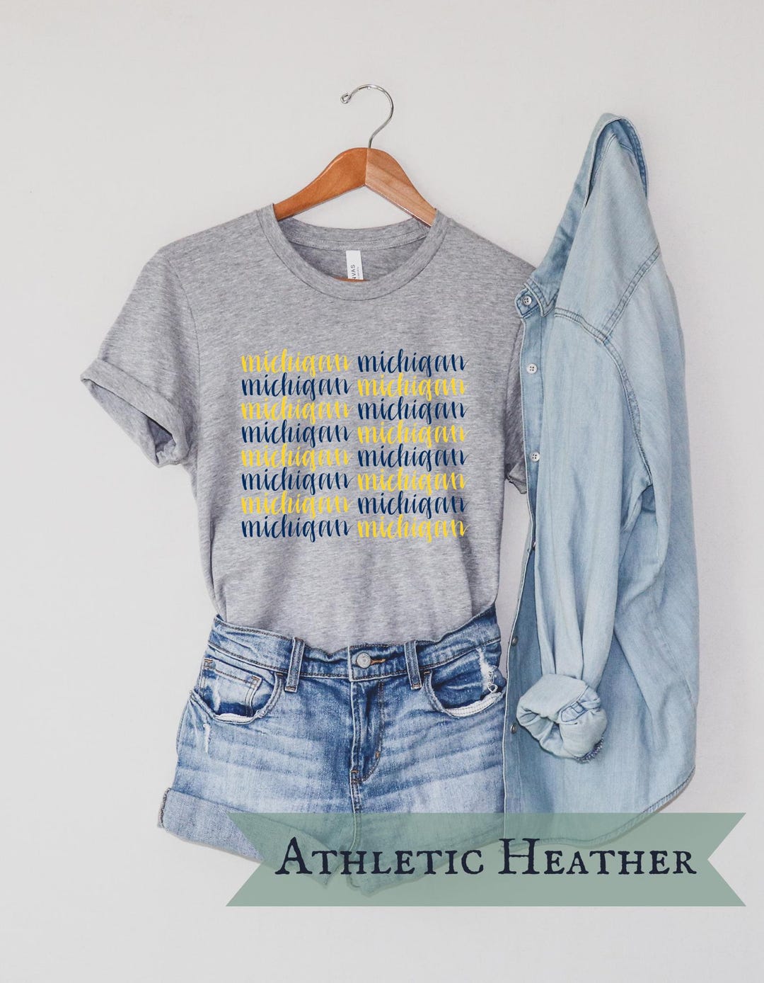 University of Michigan College Merch Cursive Michigan Design Tshirt ...
