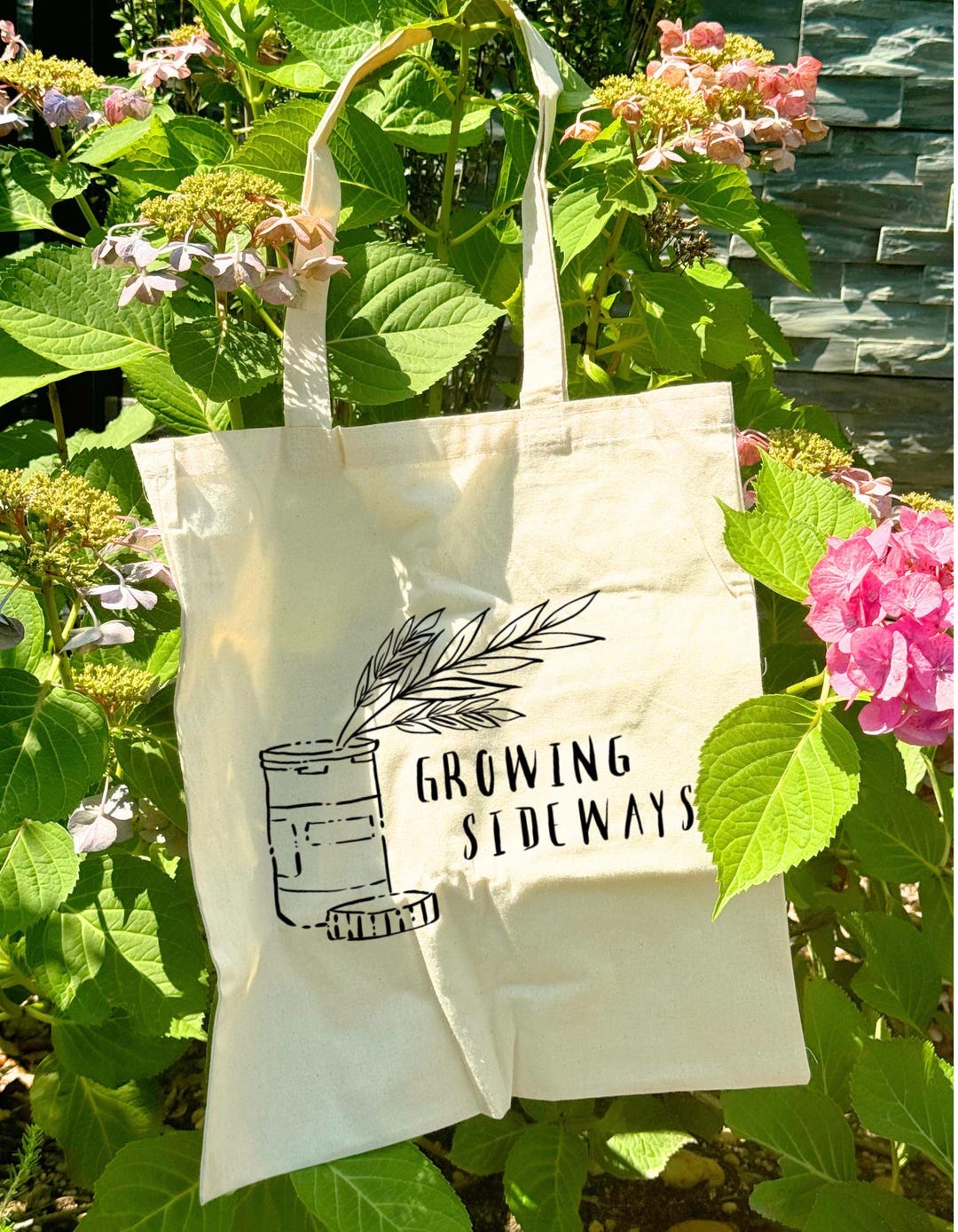 Growing Sideways Pill Bottle, Mental Health Merch Bag Original Hand ...