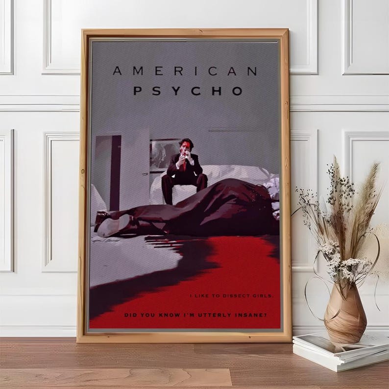 American Psycho Movie Poster, Home Decor, Canvas Wall Art, Personalized ...