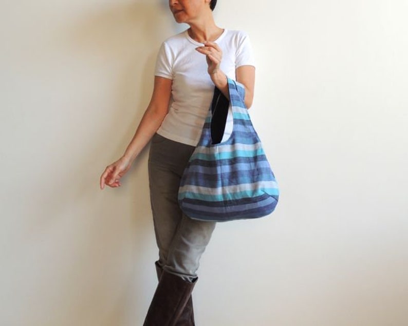 Art Deco Linen Hobo Tote Bag Spring Fashion Hobo Bag New York Hobo Bag ...