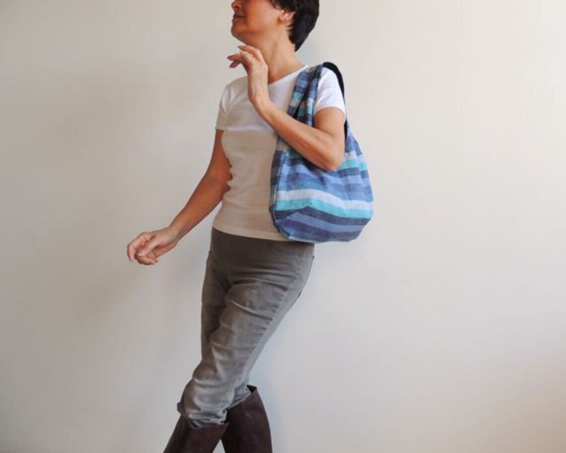 Art Deco Linen Hobo Tote Bag Spring Fashion Hobo Bag New York Hobo Bag ...