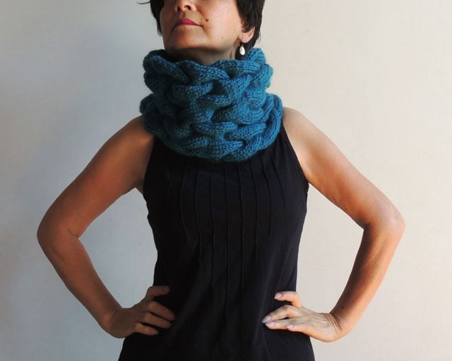Hand Knit Cowl Chunky Cowl Neck Warmer Hand Knit Scarf - Etsy