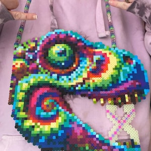 Dinosaur Perler Necklace “dinosaurs From Outer Space” Excision ATLIENS ...
