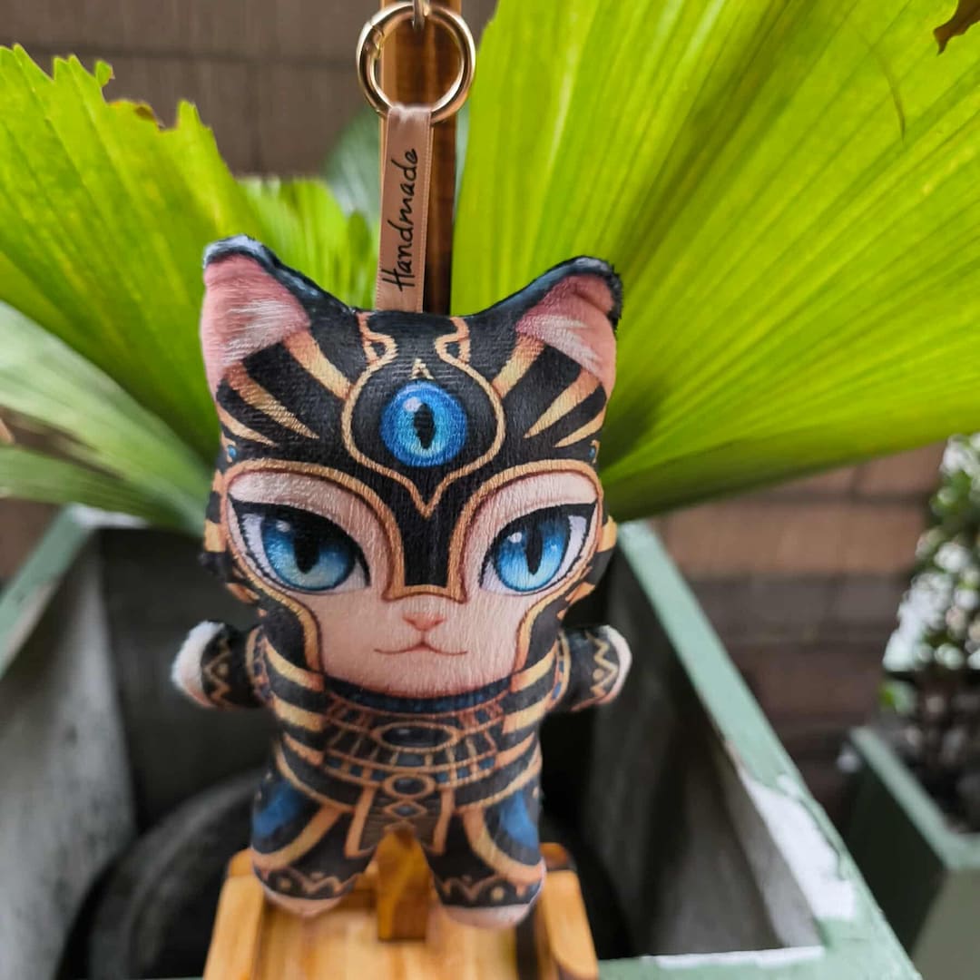 Egyptian Cat Plush Ragdoll Keychain, Doll, Evil Eye Pharaoh Charm ...
