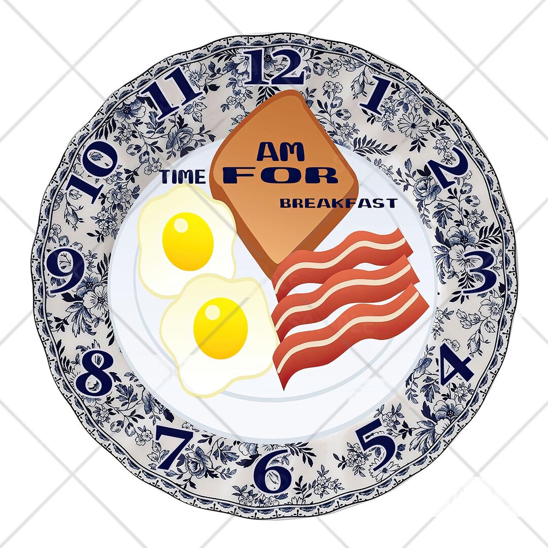 IT'S TIME FOR Breakfast Clock Face Clipart, Wall Clock Design, Decor ...