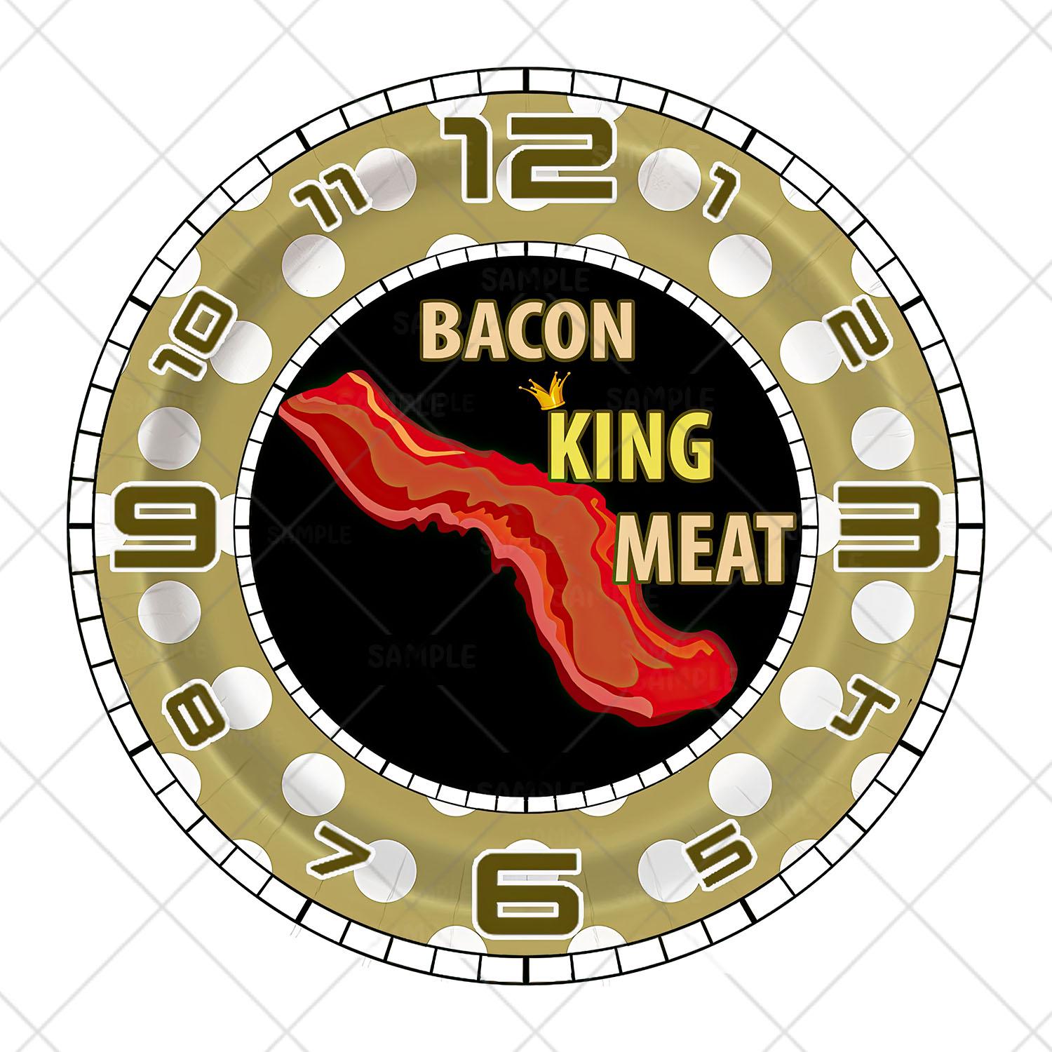 BACON KING MEAT Clock Face Clipart, Wall Clock Design, Decor Room ,shop ...