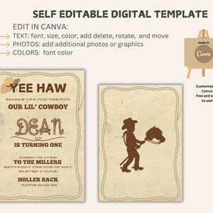 Editable Cowboy Birthday Invitation Template: Kids Bday Party (digital ...