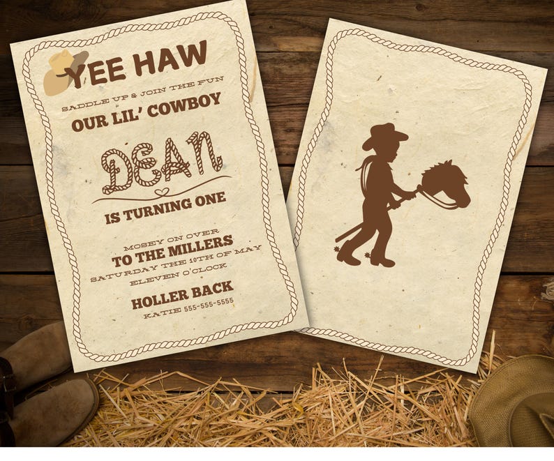 Editable Cowboy Birthday Invitation Template: Kids Bday Party (digital ...