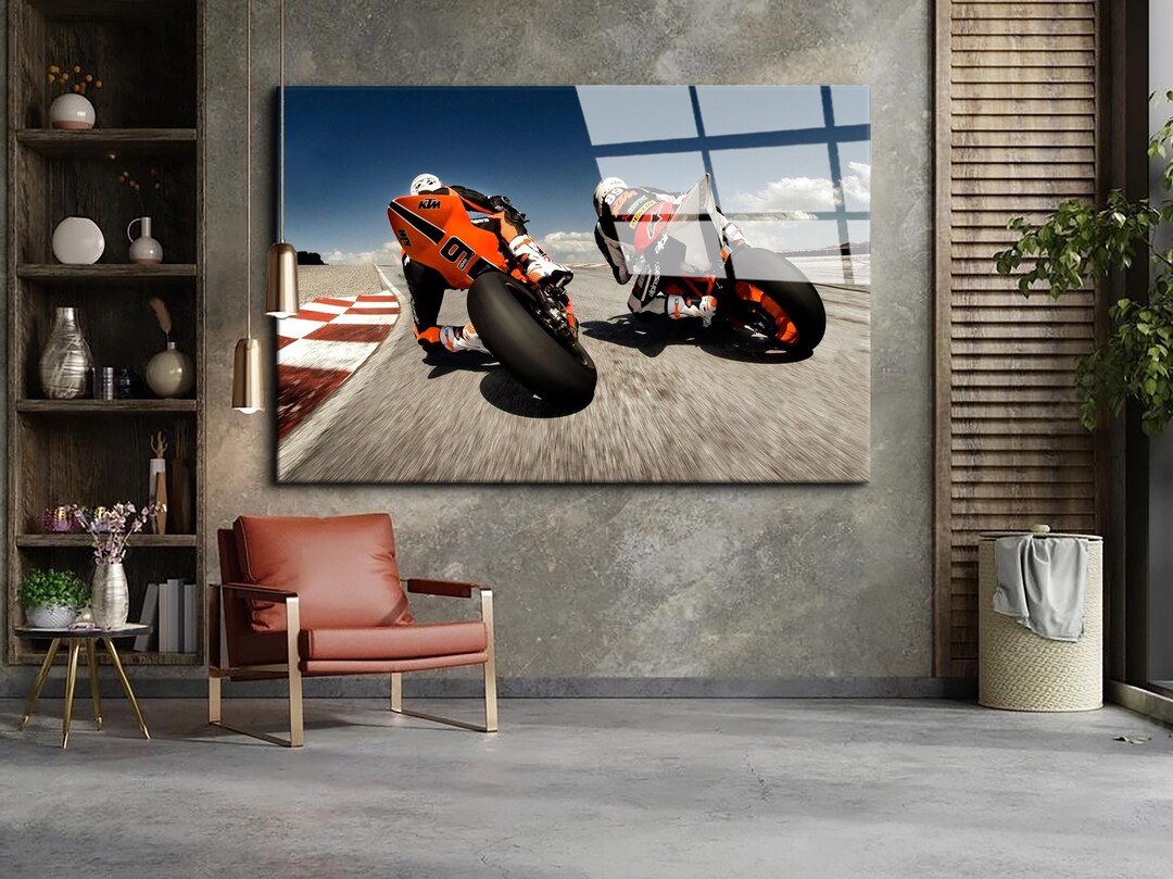 Valentino Rossi Race Motorcycles Tempered Glass Wall Art, Two Sports ...