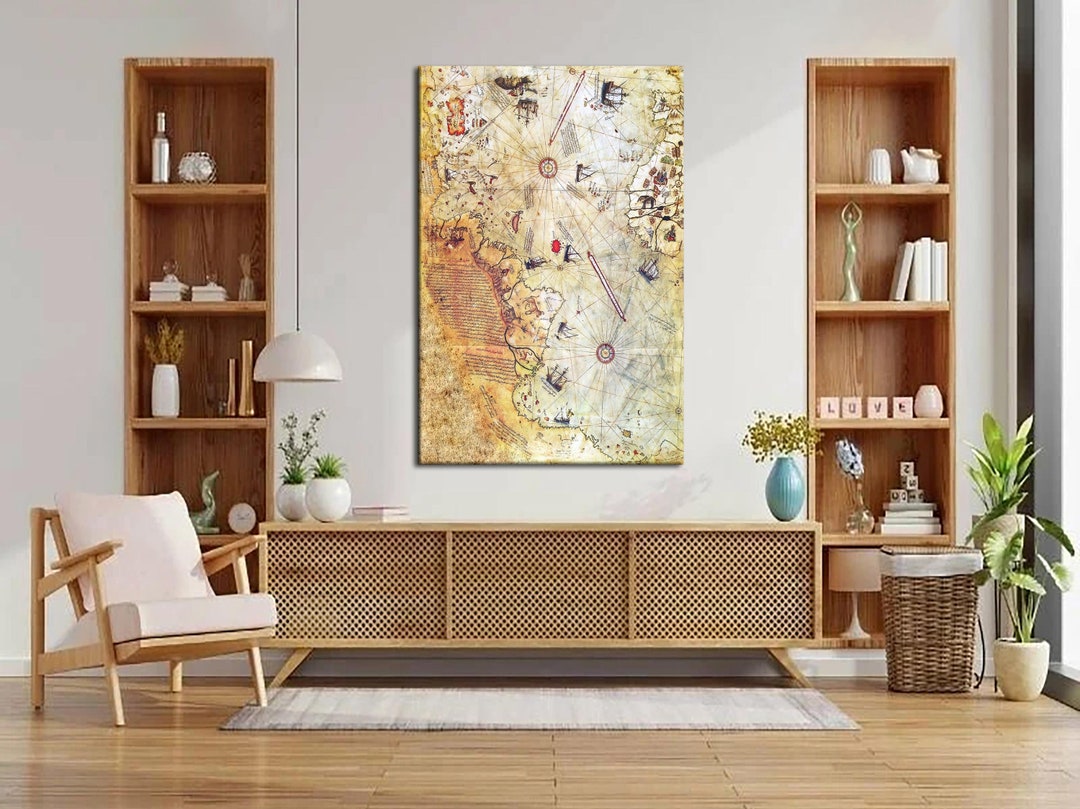 The Piri Reis Map Canvas Wall Art, Ottoman Empire Map Canvas Art Print ...