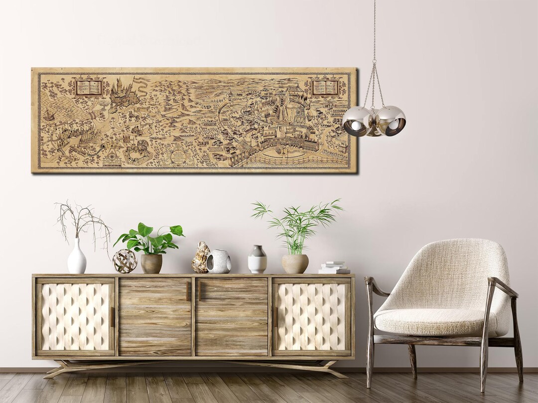 The Wizarding World of Harry Map Canvas Wall Art, Harry World Map ...