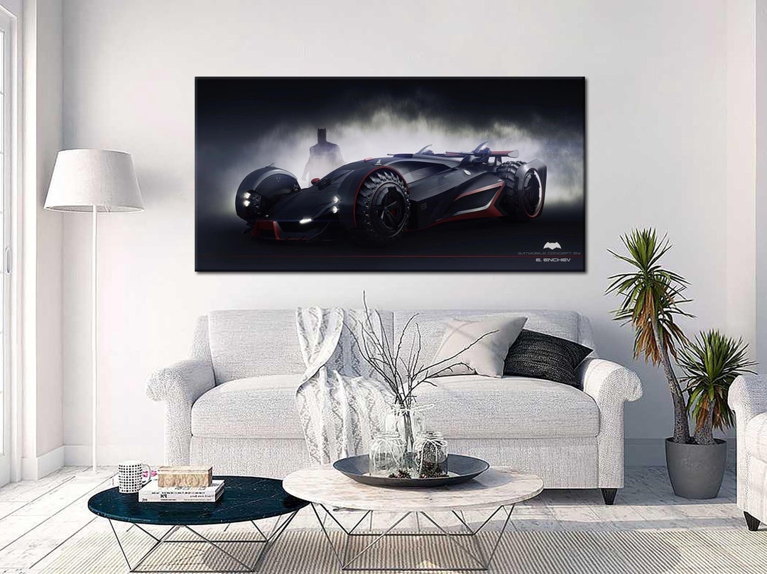 Batmobile Concept V12 Canvas Wall Art, Batmobile Canvas Print Art, 3D ...