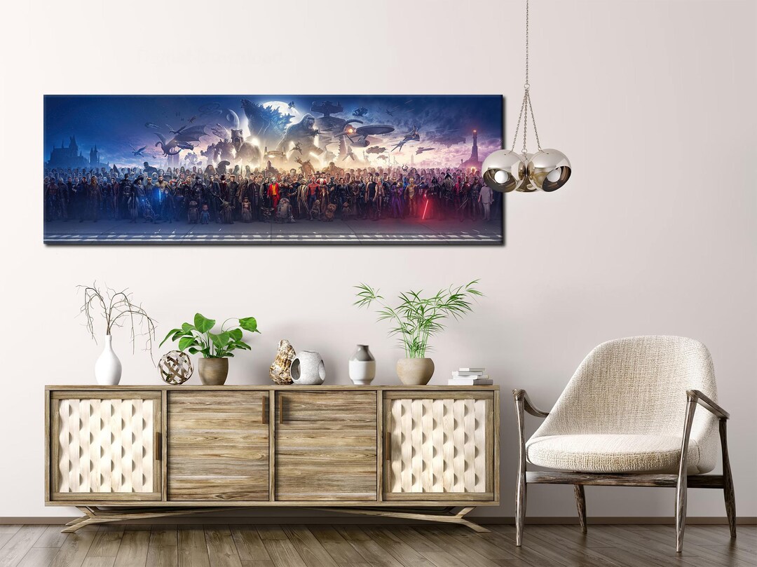 150 Movie Blockbuster Characters Panorama Canvas Wall Decor ...
