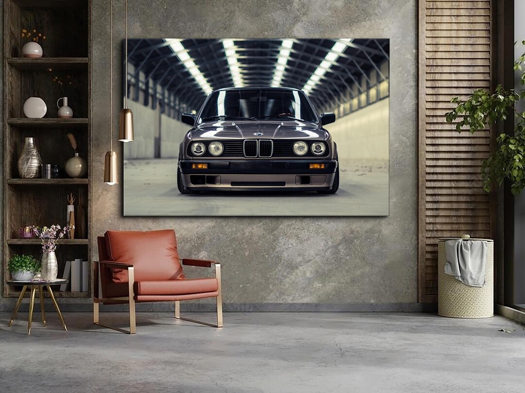 Bmw E30 Car Canvas Wall Art, BMW Canvas Painting Print Art, 3D Black ...