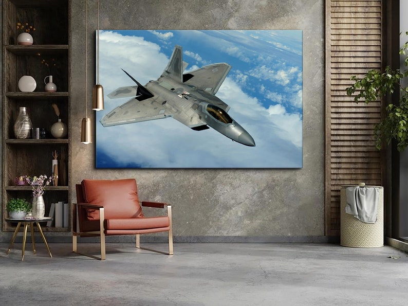 F-22 Raptor Military Fighter Print on Canvas Wall Art, Fighter Jets ...
