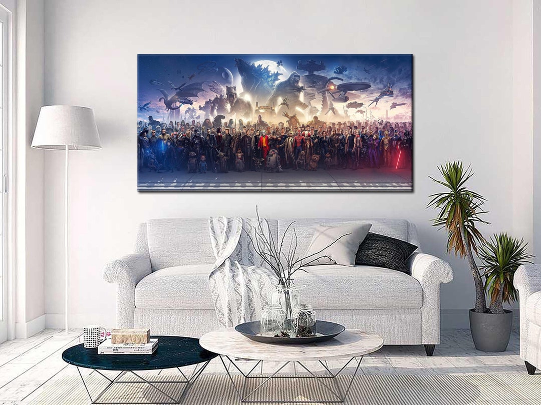 150 Movie Blockbuster Characters Panorama Canvas Wall Art, Blockbuster ...