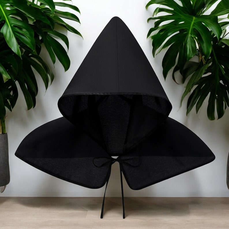 Medieval Black Cloak Cosplay Hat Steampunk Hood Larp Costume Gothic ...