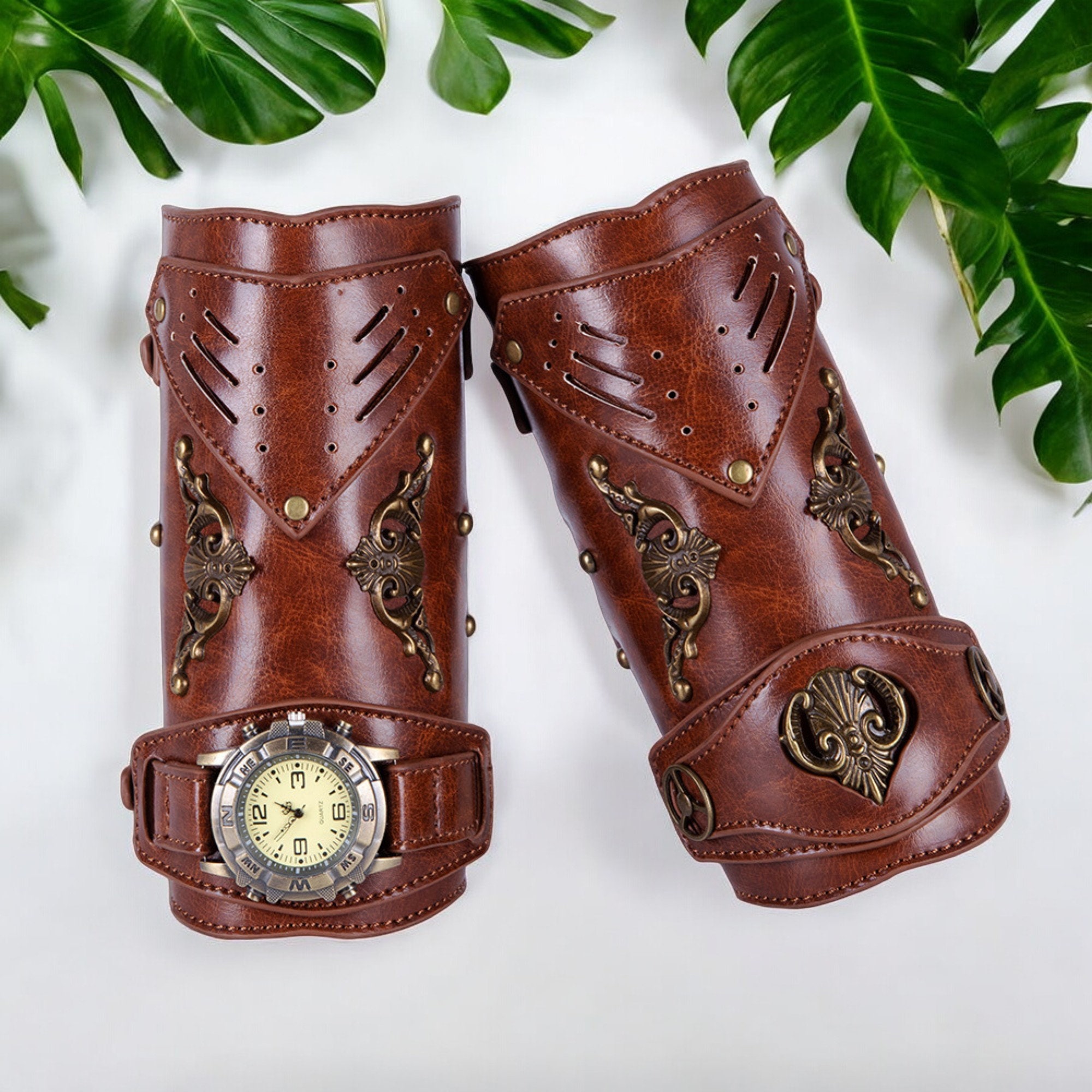 Larp Cosplay Armour,medieval Wrist Braces, Leather Wrist Braces ...