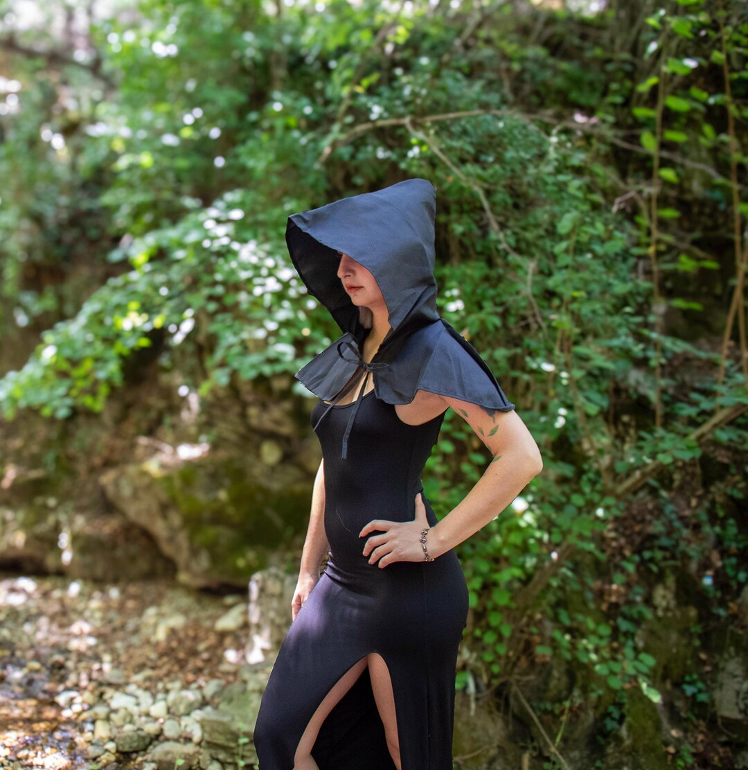 Medieval Black Cloak Cosplay Hat Steampunk Hood Larp Costume Gothic ...