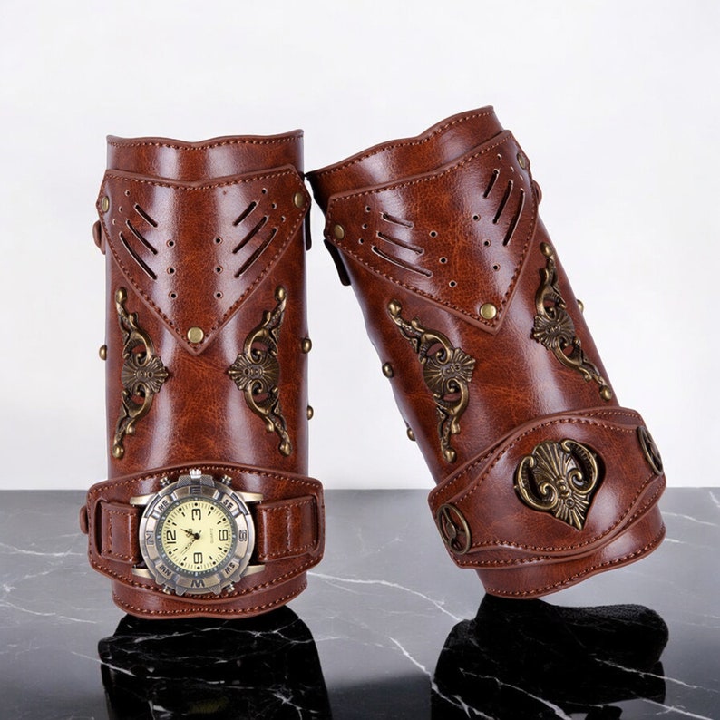 Larp Cosplay Armour,medieval Wrist Braces, Leather Wrist Braces ...