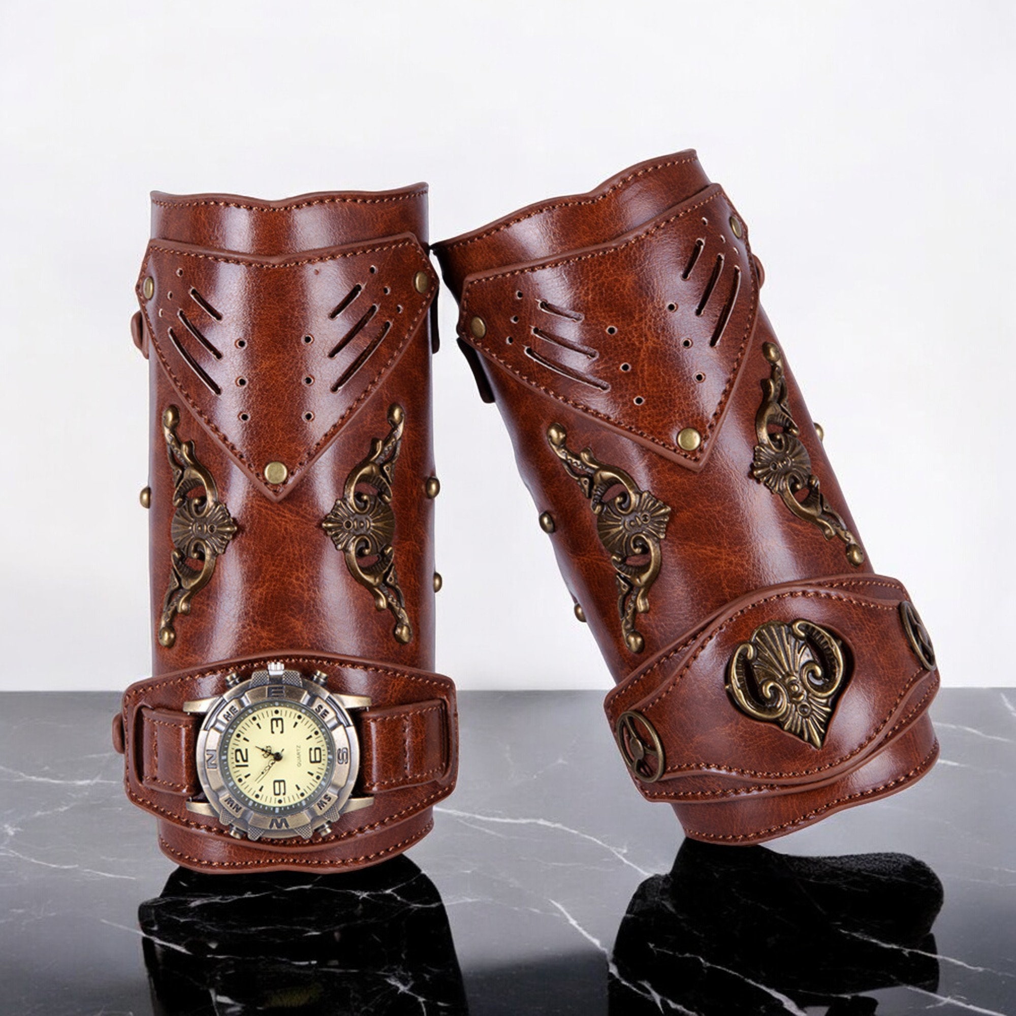 Larp Cosplay Armour,medieval Wrist Braces, Leather Wrist Braces ...