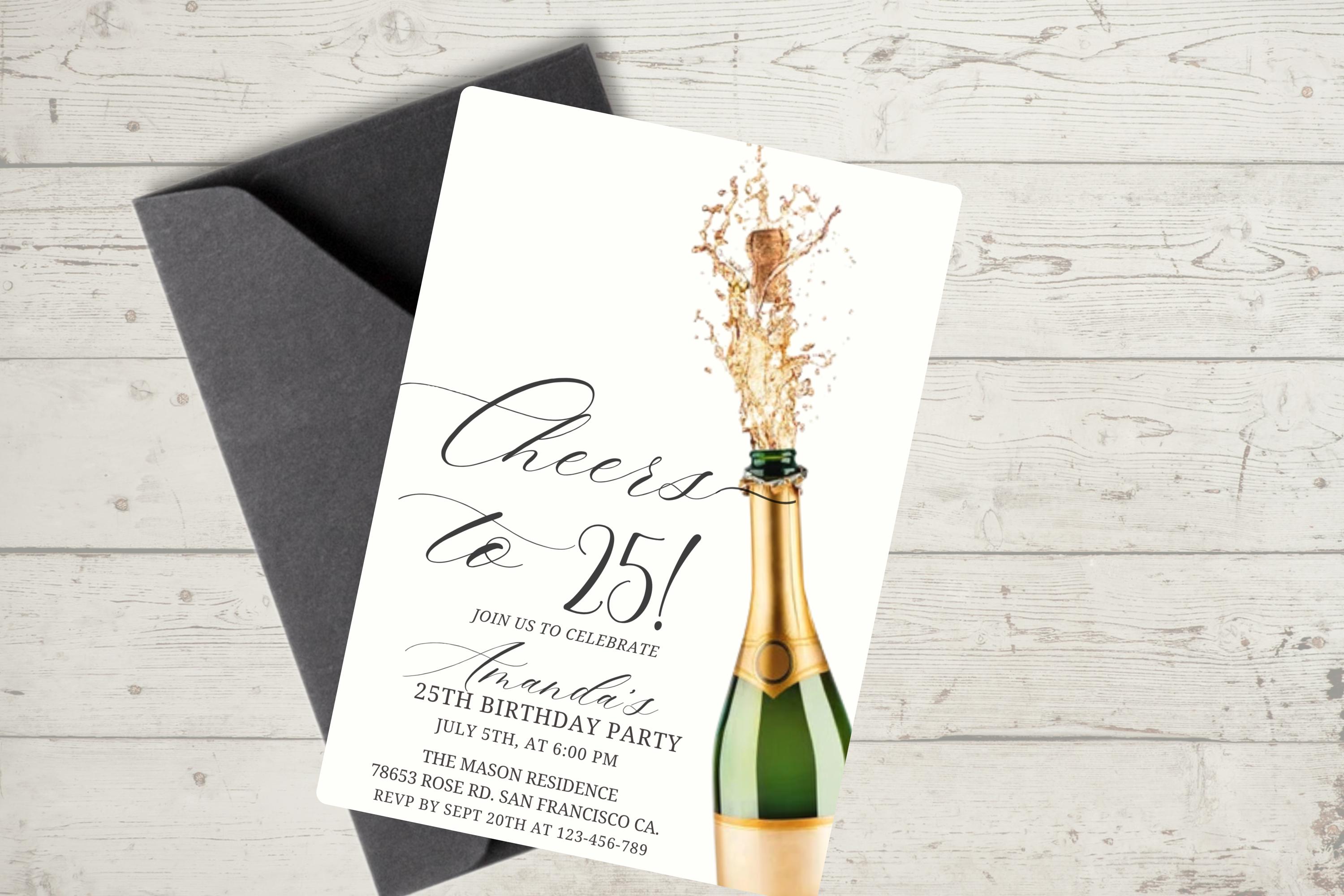 25th Birthday Invitation 25th Invite Editable 25 Years Birthday ...